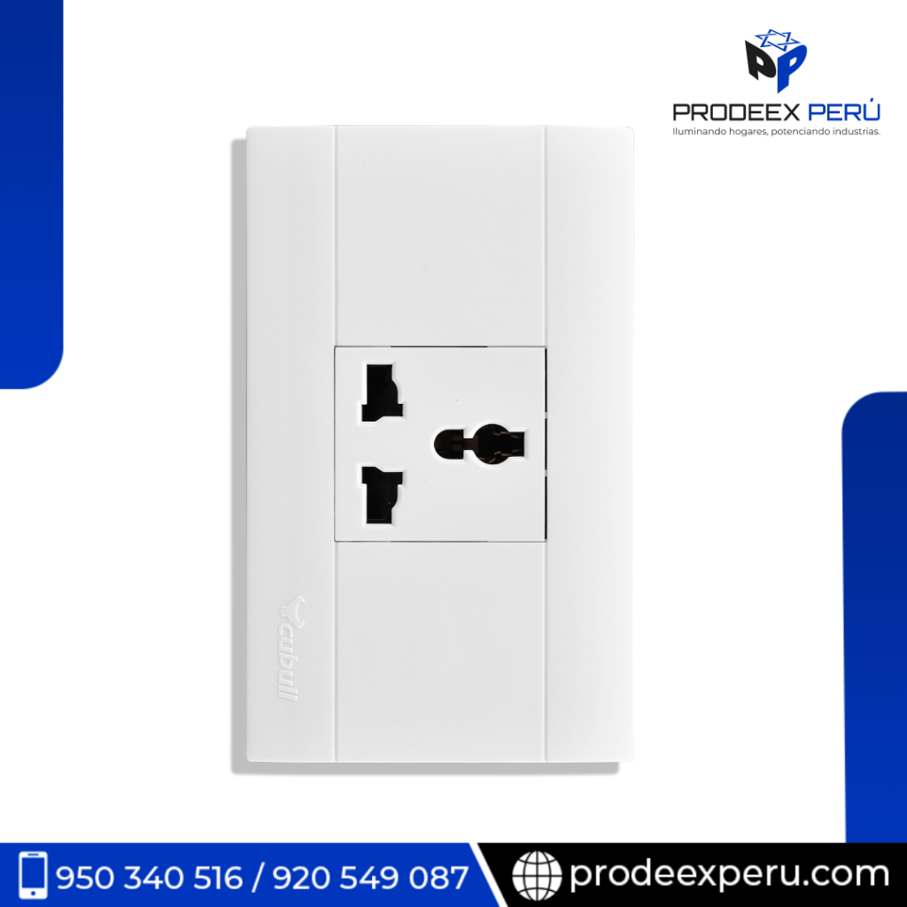A3-TOMACORRIENTE SIMPLE TIPO M – BLANCO – Prodeex Perú